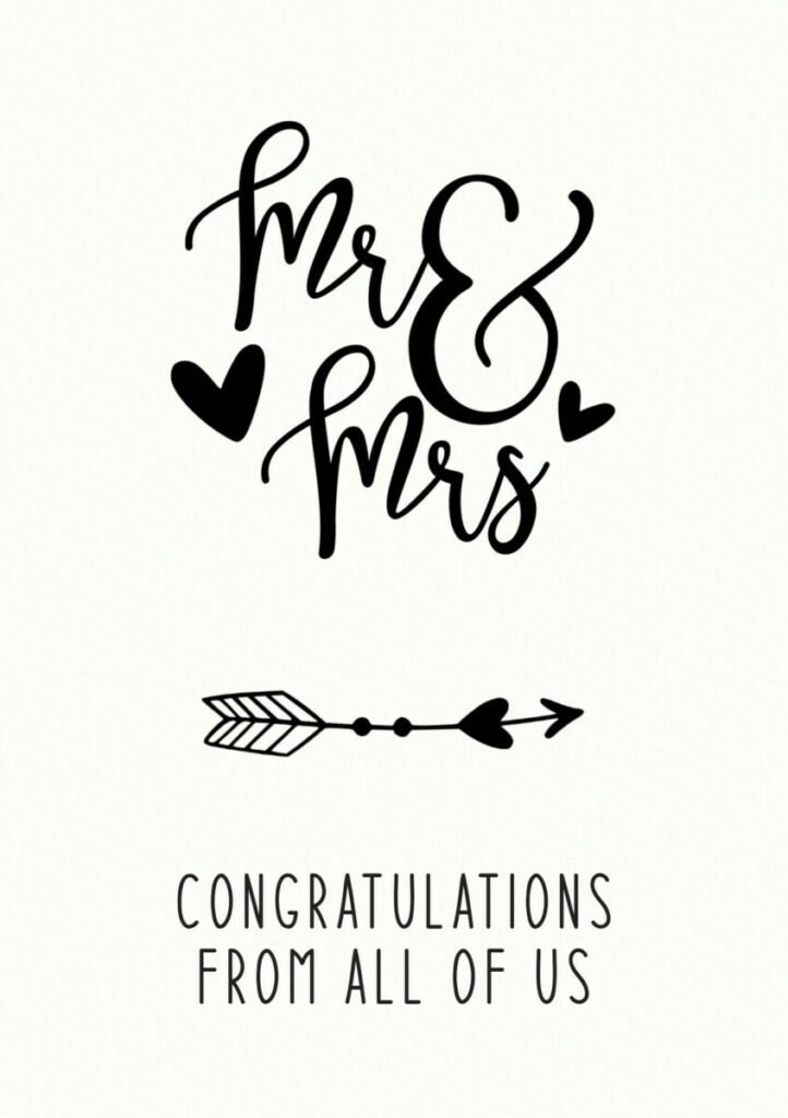 Minimalistische Gruppen-Grußkarte zur Hochzeit “Mr. & Mrs ...