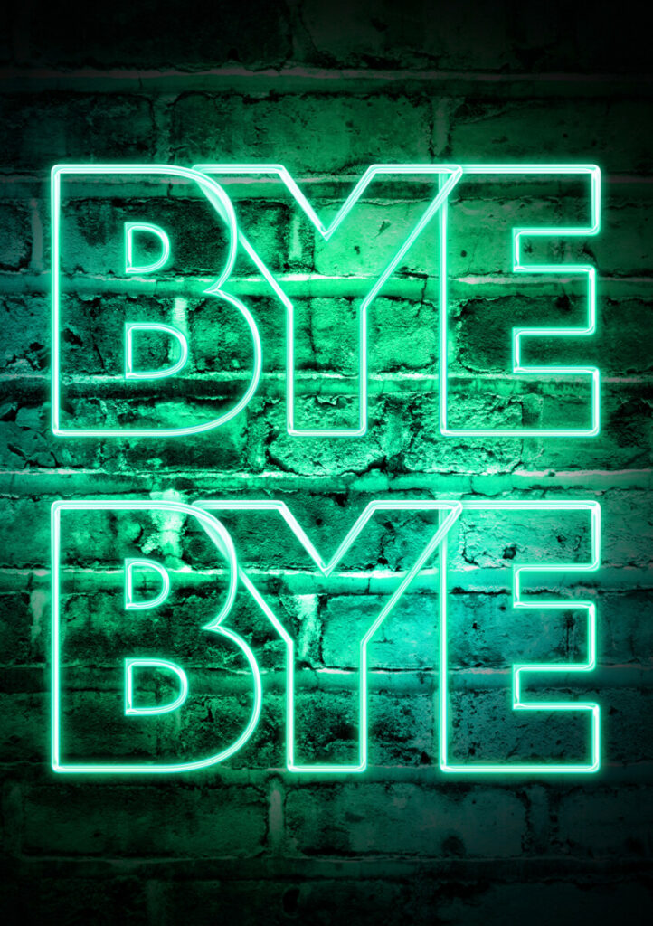 Abschiedskarte im NEON-Look “BYE BYE” – Ocardoo