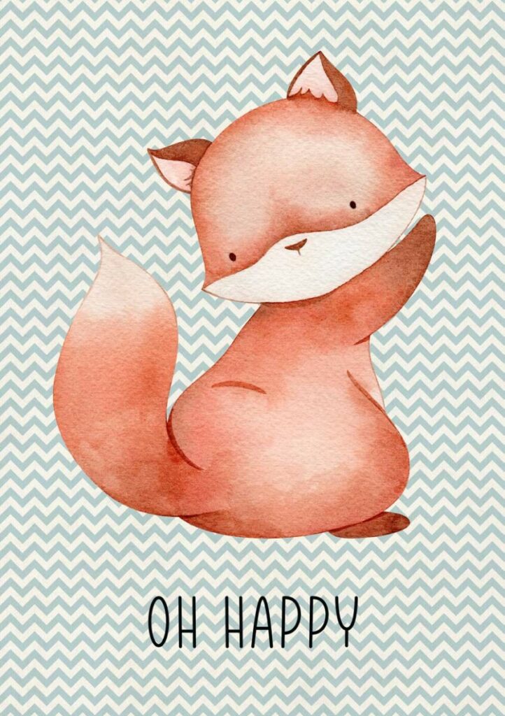 Kollektive Glückwunschkarte zur Geburt Fuchs “Oh Happy ...